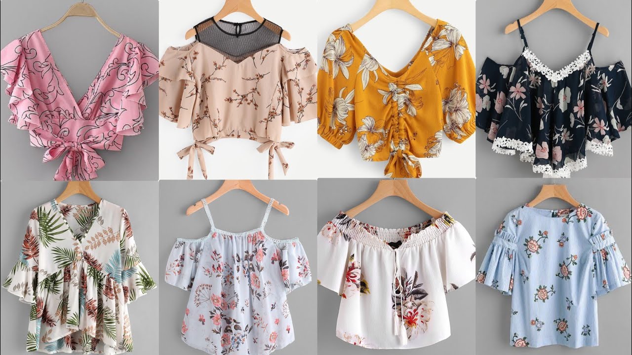 Latest top collections for girls 2021 | Floral printed top designs for ...