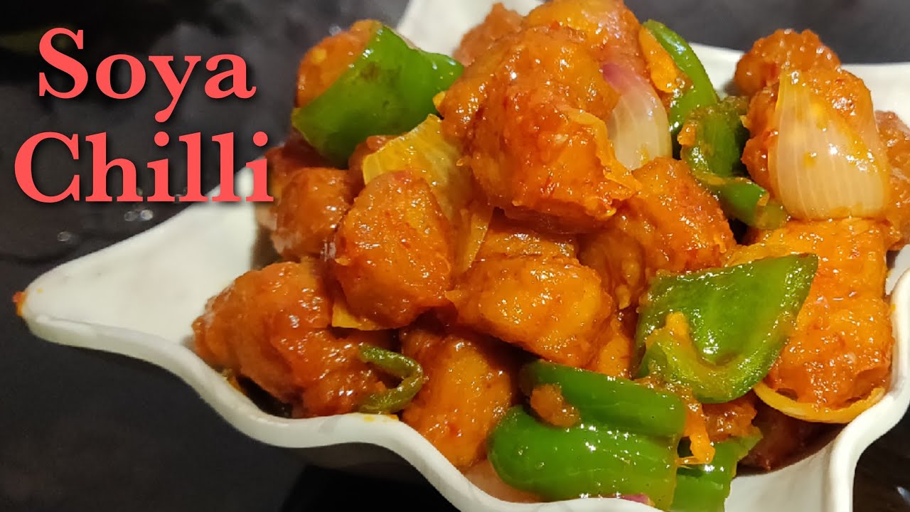 soya chilli recipe | chilli nutri recipe | instant snacks recipe | soya ...