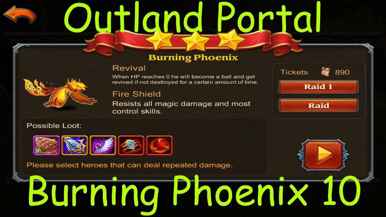 Heroes Charge: Outland Portal - Burning Phoenix 10 - YouTube