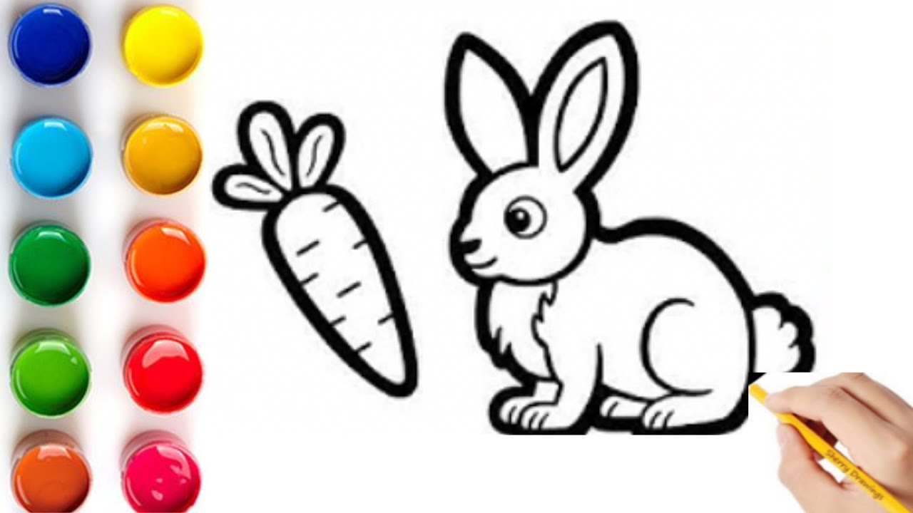 How to draw a Cute Rabbit | Drawing and coloring for kids and toddlers ...