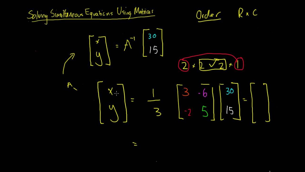 Solving Simultaneous Equations Using Matrices YouTube