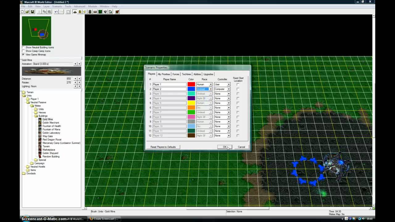 How To Cretae Warcraft 3 Maps Step 1-Basic Melee Maps - YouTube