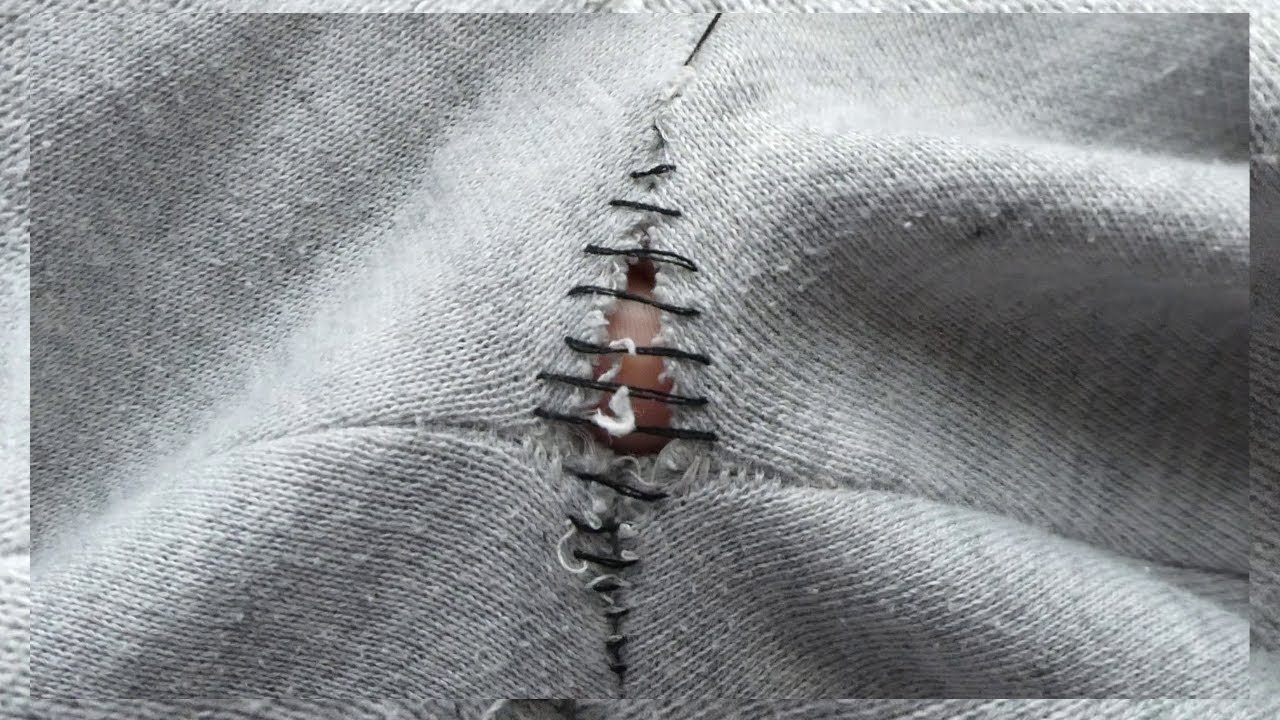 How to repair hole in sweatpants | How to stitch a hole in clothes ...