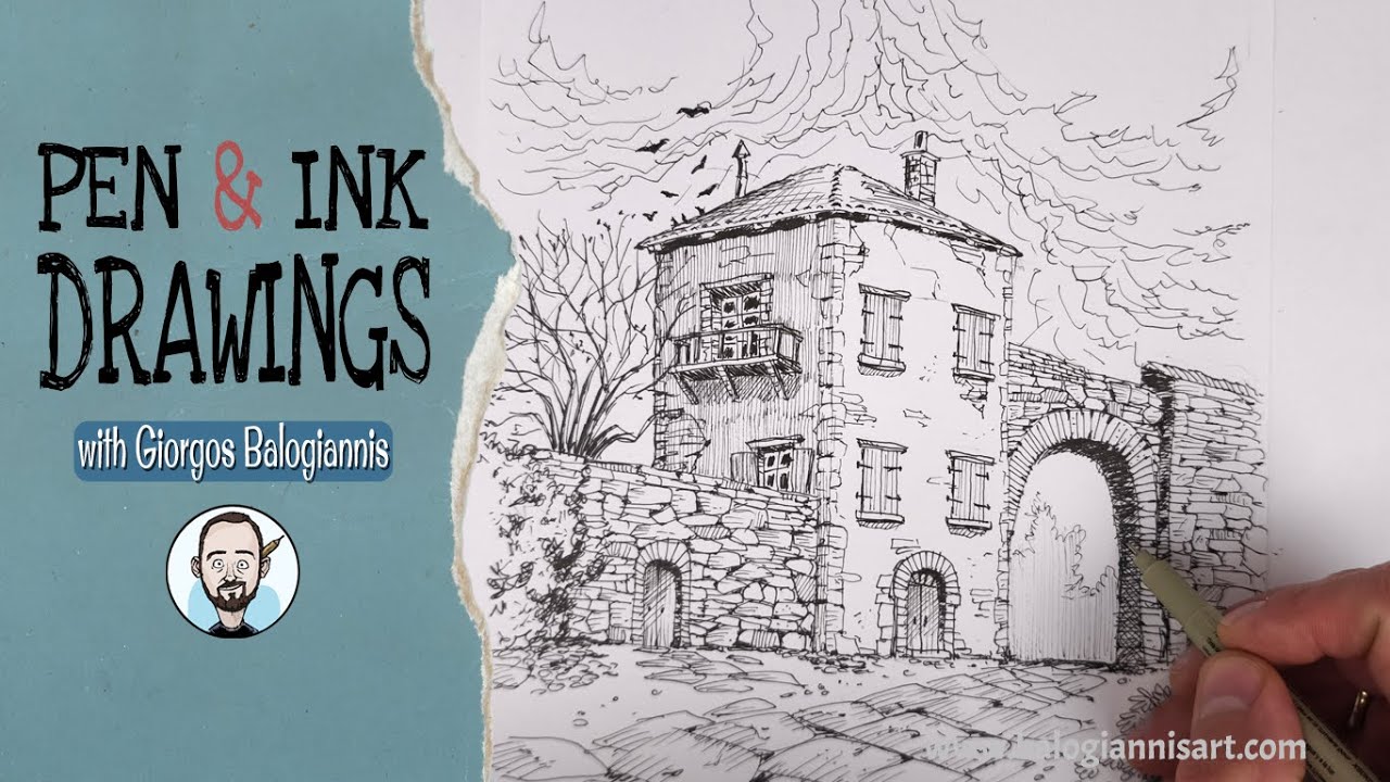 The Old Tavern - Highlights with ASMR sounds | Pen & Ink Drawings - YouTube
