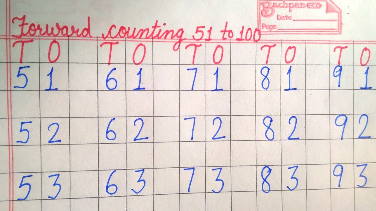 Counting 51 to 100 // Forward counting 51 to 100 // math - YouTube