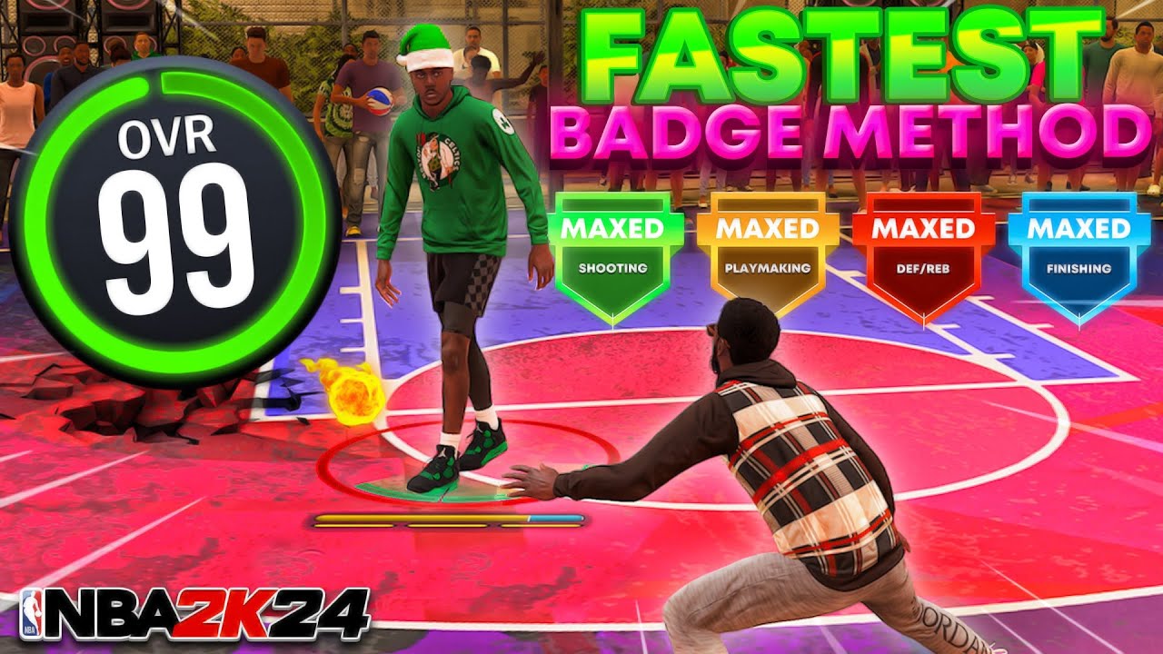 FASTEST METHOD TO GET MAXED BADGES & 99 OVERALL ON NBA 2K24! UNLOCK ...