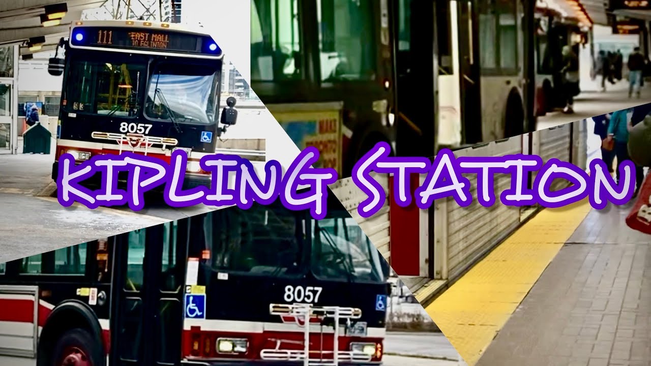 TTC (Orion #8004)Arriving by Subway at Kipling Station then view of bus ...