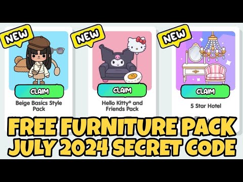 JULY 2024 SECRET CODES! FREE FURNITURE PACK! Toca Boca World Secret ...