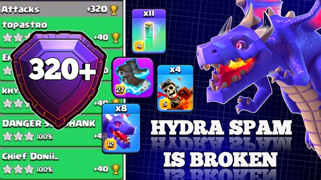 +320 | Hydra Attack Strategy TH17 | Legend League Attacks #4/Electro ...