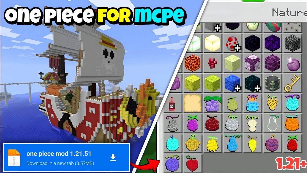 🔥 one piece addon 1.21+ || Minecraft One Piece Mod download!! Minecraft ...