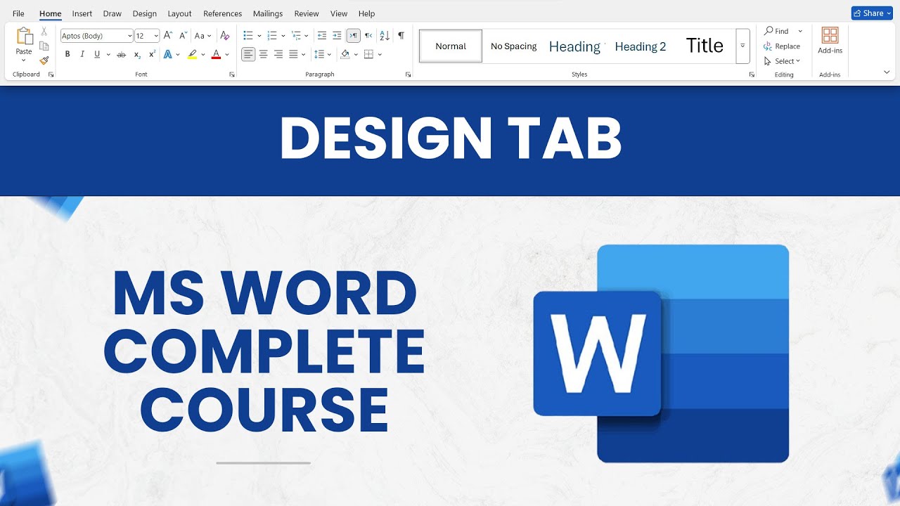 MS Word Design Tab in Urdu & हिंदी | Microsoft Word Complete Course for ...