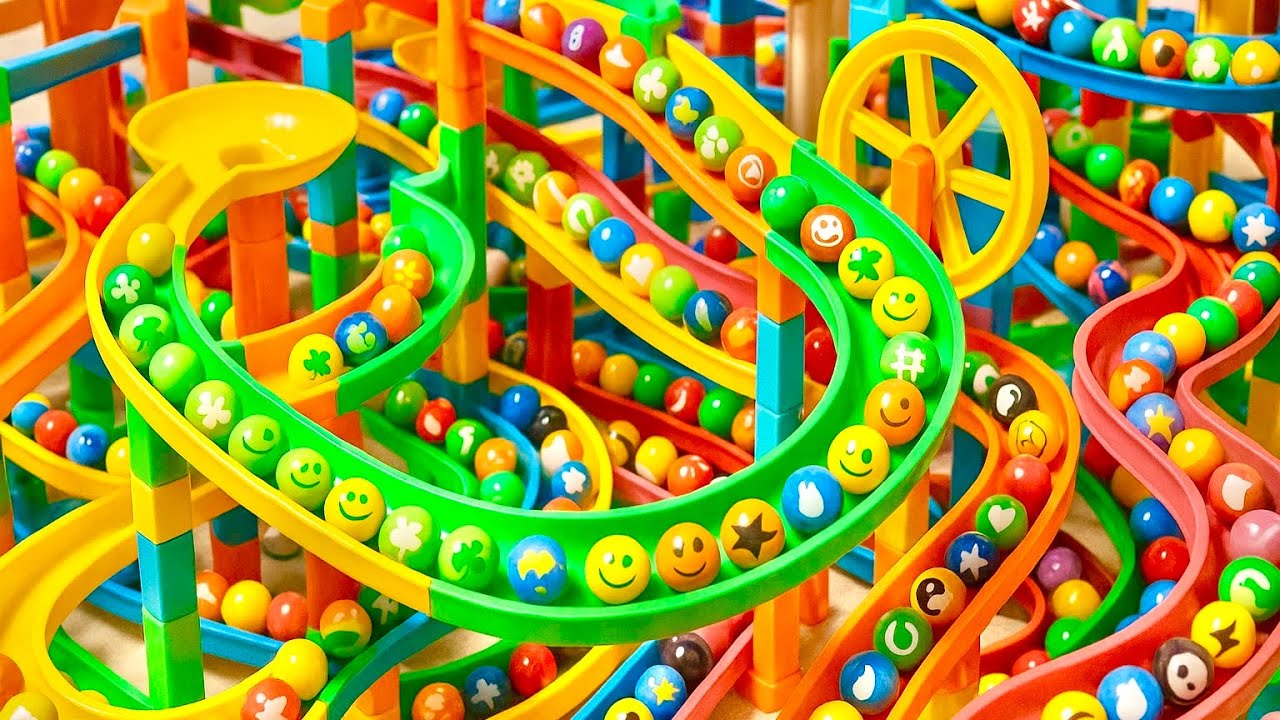 Marble Run Visual Stimming ASMR for ADHD Marble Run Rollercoaster Race ...