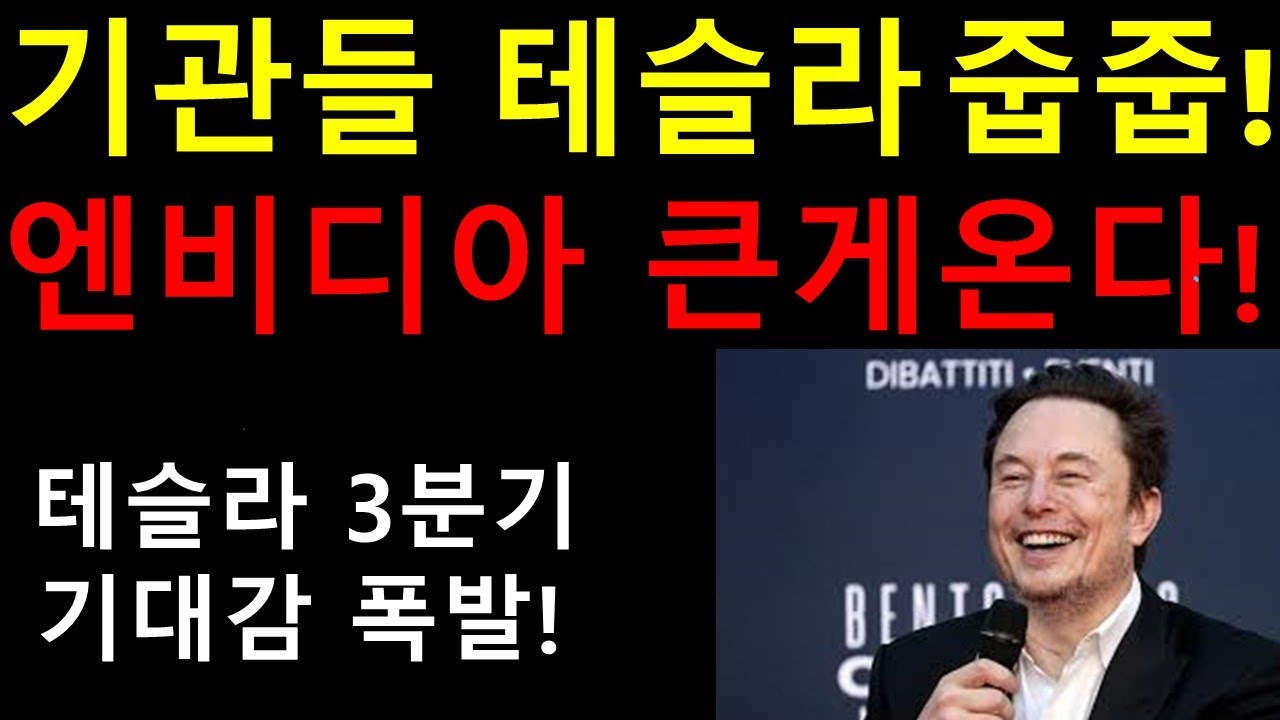 기관들 테슬라 줍줍 엔비디아 큰거 온다 테슬라 3분기 기대감 폭발 테슬라 주가 계속 오르는 이유 엔비디아 끝난게 아니다