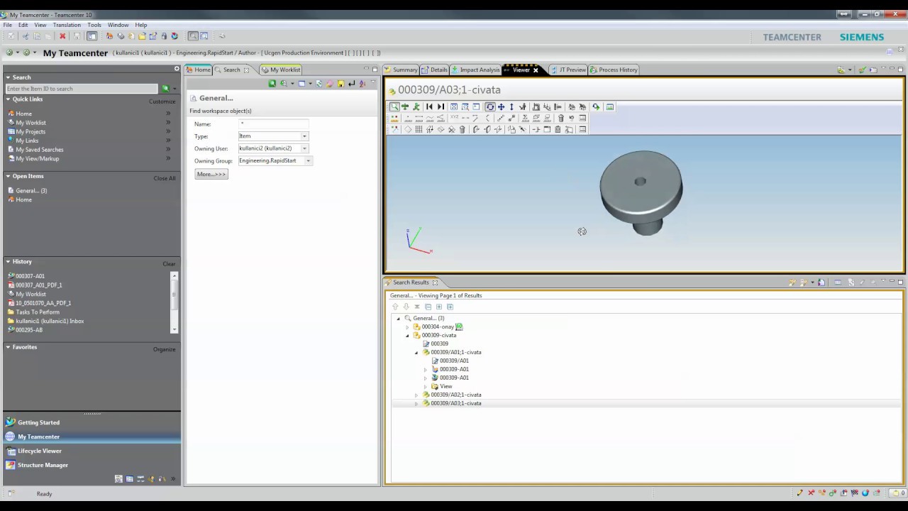 Teamcenter Search ile Başka Kullanıcının Çizdiği Dosyaları Bulmak - YouTube