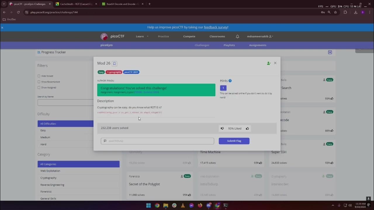 Mod 26 picoCTF Cryptography - YouTube