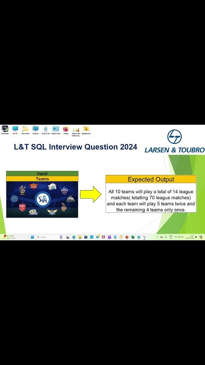 Most Asked Interview Question in L&T | How to Schedule IPL League Match | SQL | Oracle - YouTube