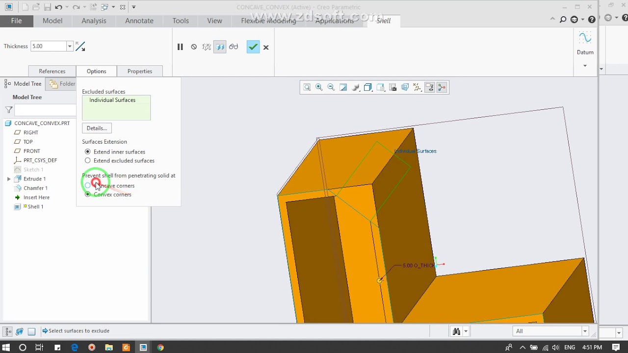 Shell and Rib in PTC Creo - YouTube