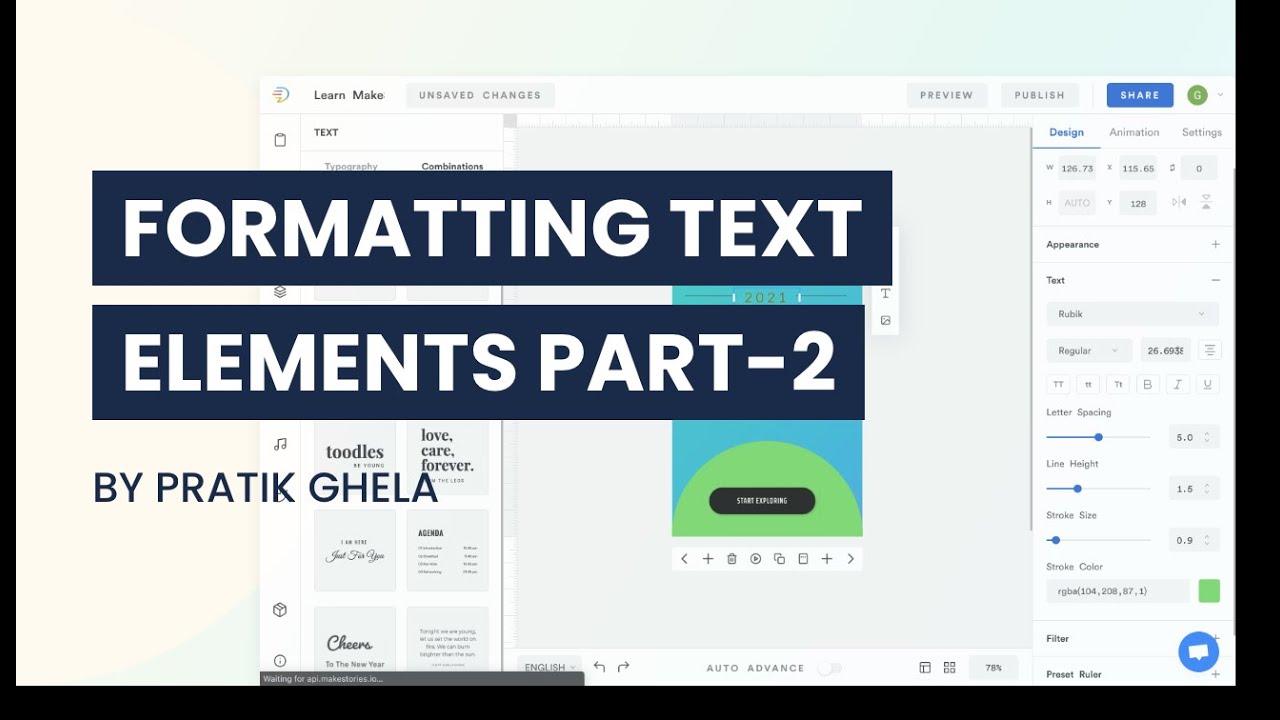 Formatting Text Elements Part - 2 | MakeStories - YouTube