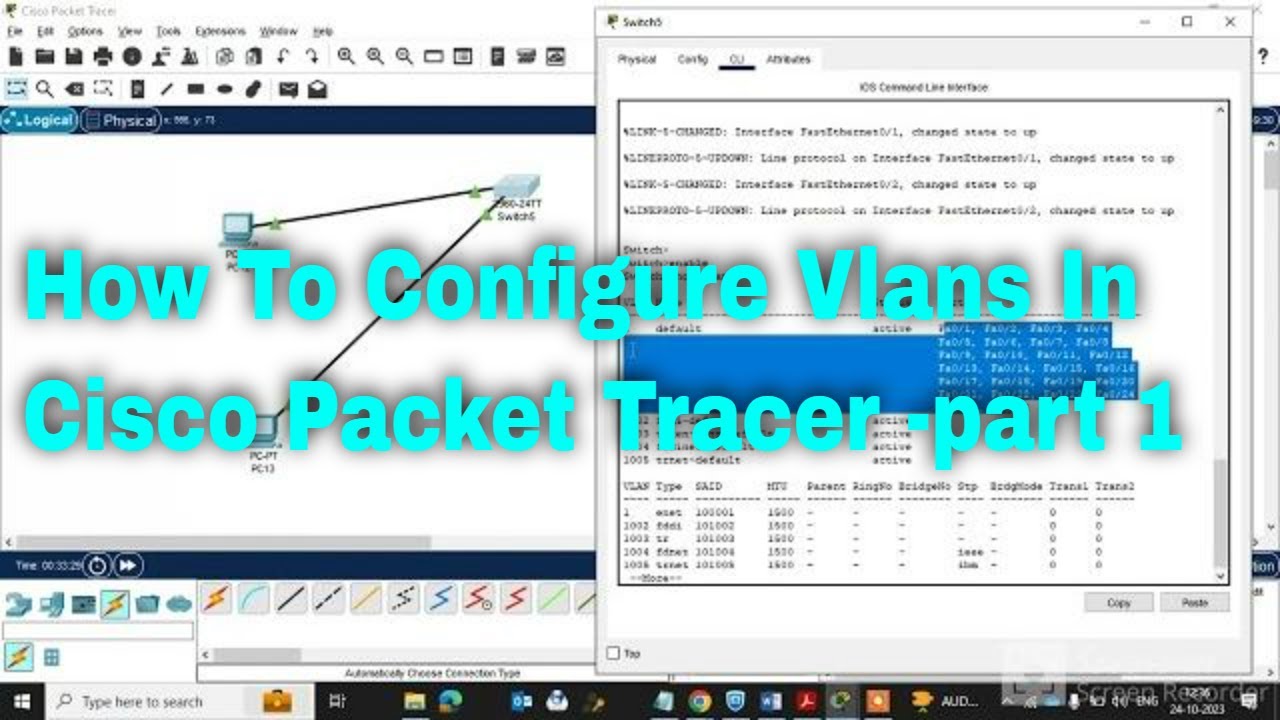 How To Configure Vlans In Cisco Packet Tracer -part 1 - YouTube