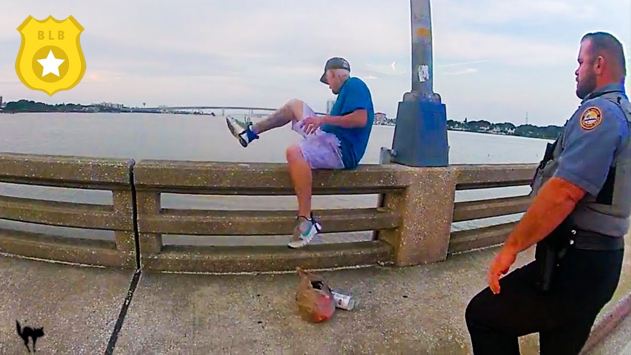 He Thought He Could Outsmart the Cops by Going Over the Ledge - YouTube