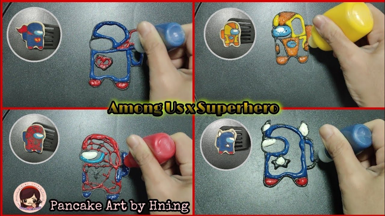 Among us pancake art - Among us as superhero (Superman, Spiderman ...