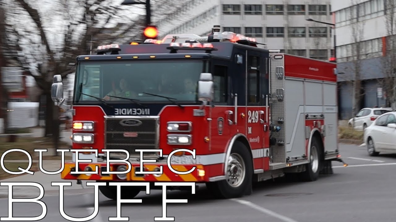 Montreal Fire Department (SIM) Pumper 249M responding by Station 49 to ...