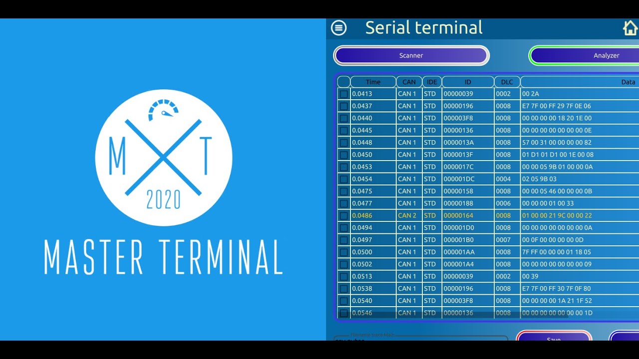Master Terminal free CAN-hacker app. Interface overview. - YouTube