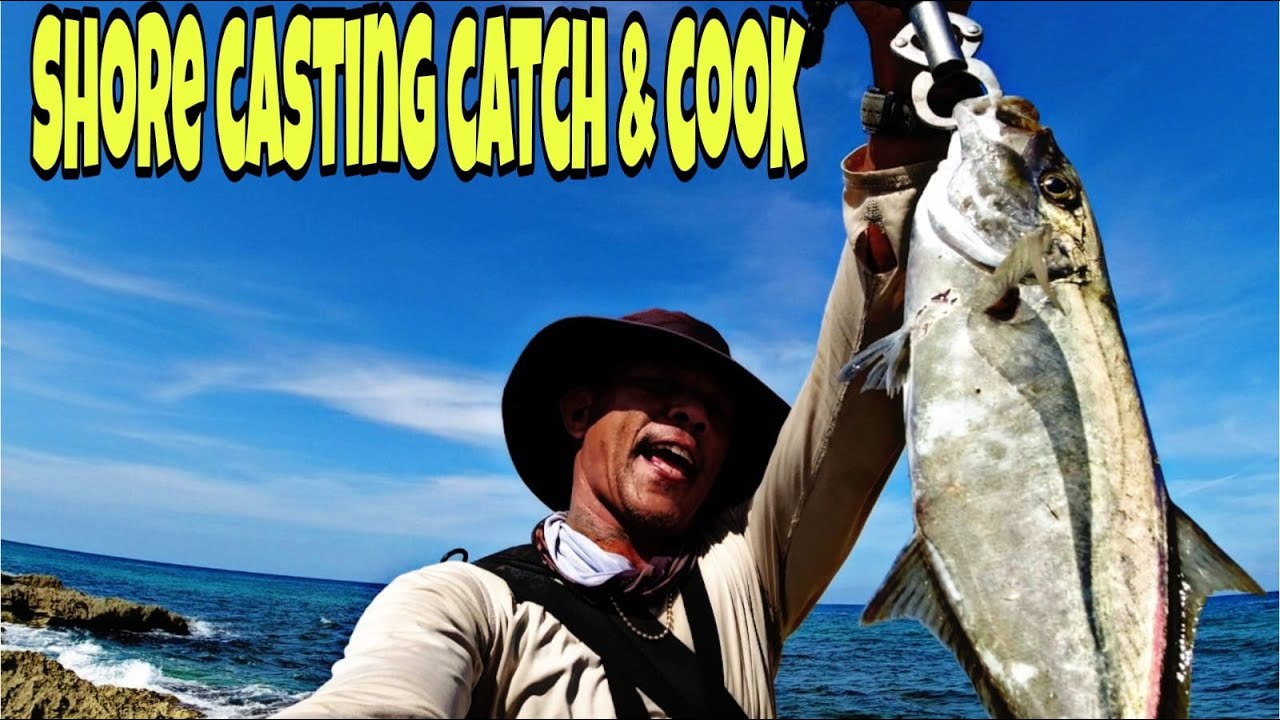 Shore Casting Catch & Cook Fresh Fish Right on the Spot - YouTube