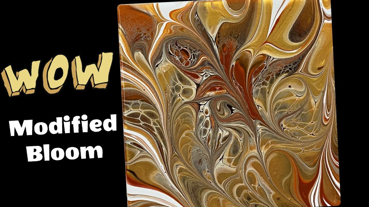 (1078) Golden Modified Bloom Technique, Paint Pouring - YouTube