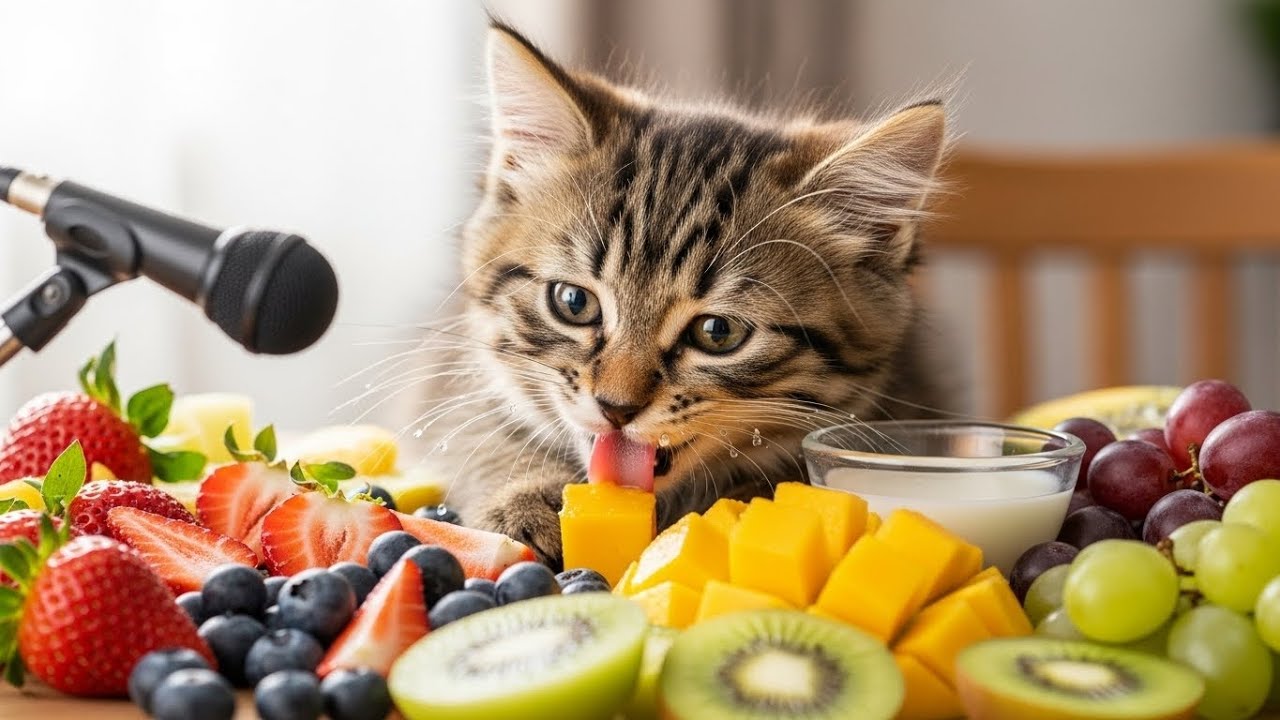 Kitten Eating Fruit ASMR Mukbang - YouTube