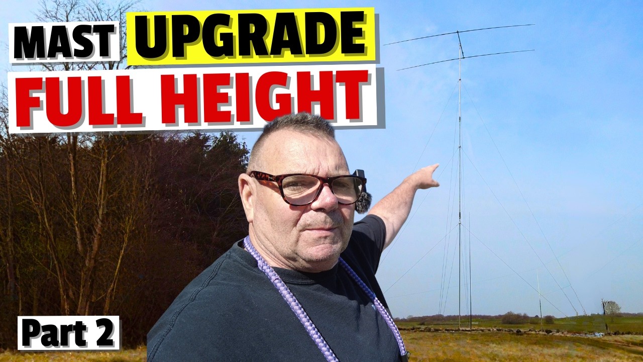Tower Upgrade Part 2 - Extending the Antenna Mast To Full Height - YouTube