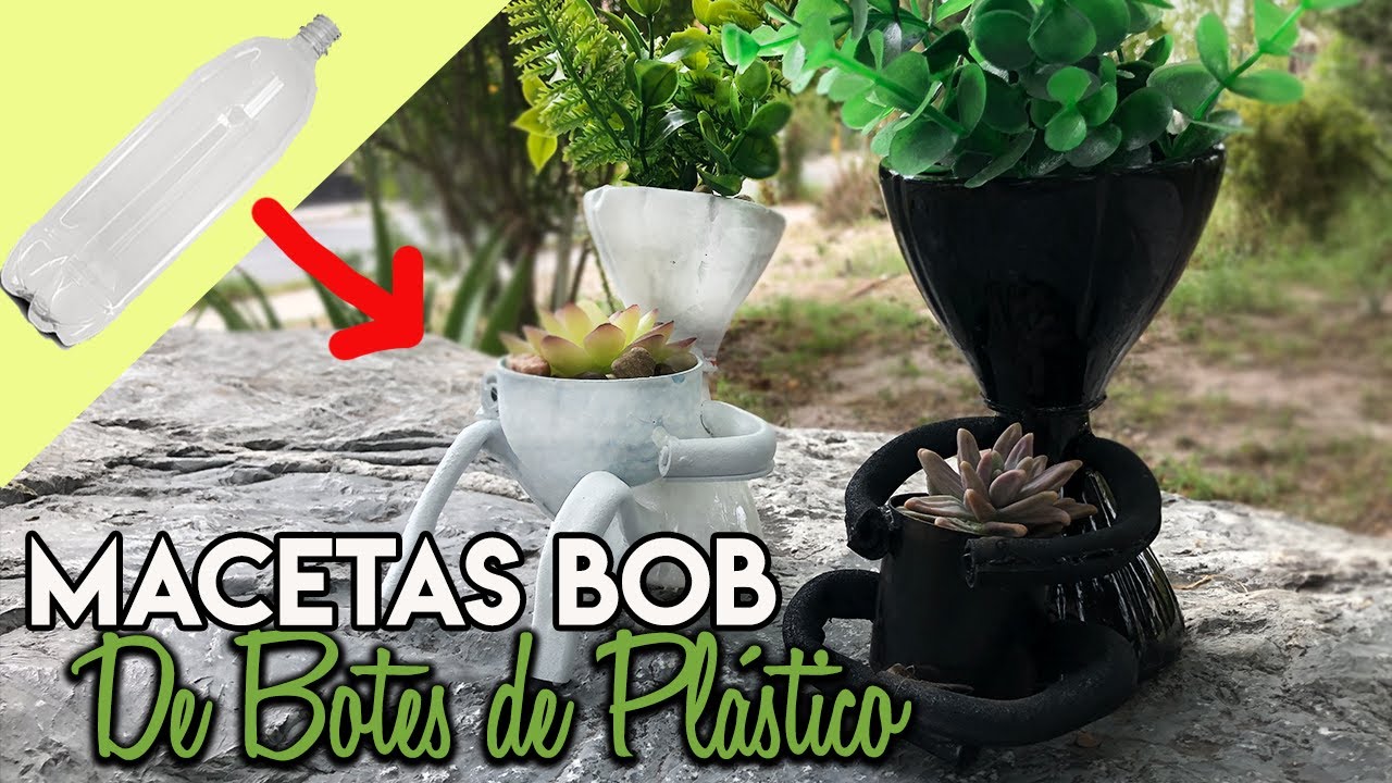 MACETAS ROBERT PLANT / COMO HACER MUÑECOS MACETEROS CON BOTES - YouTube