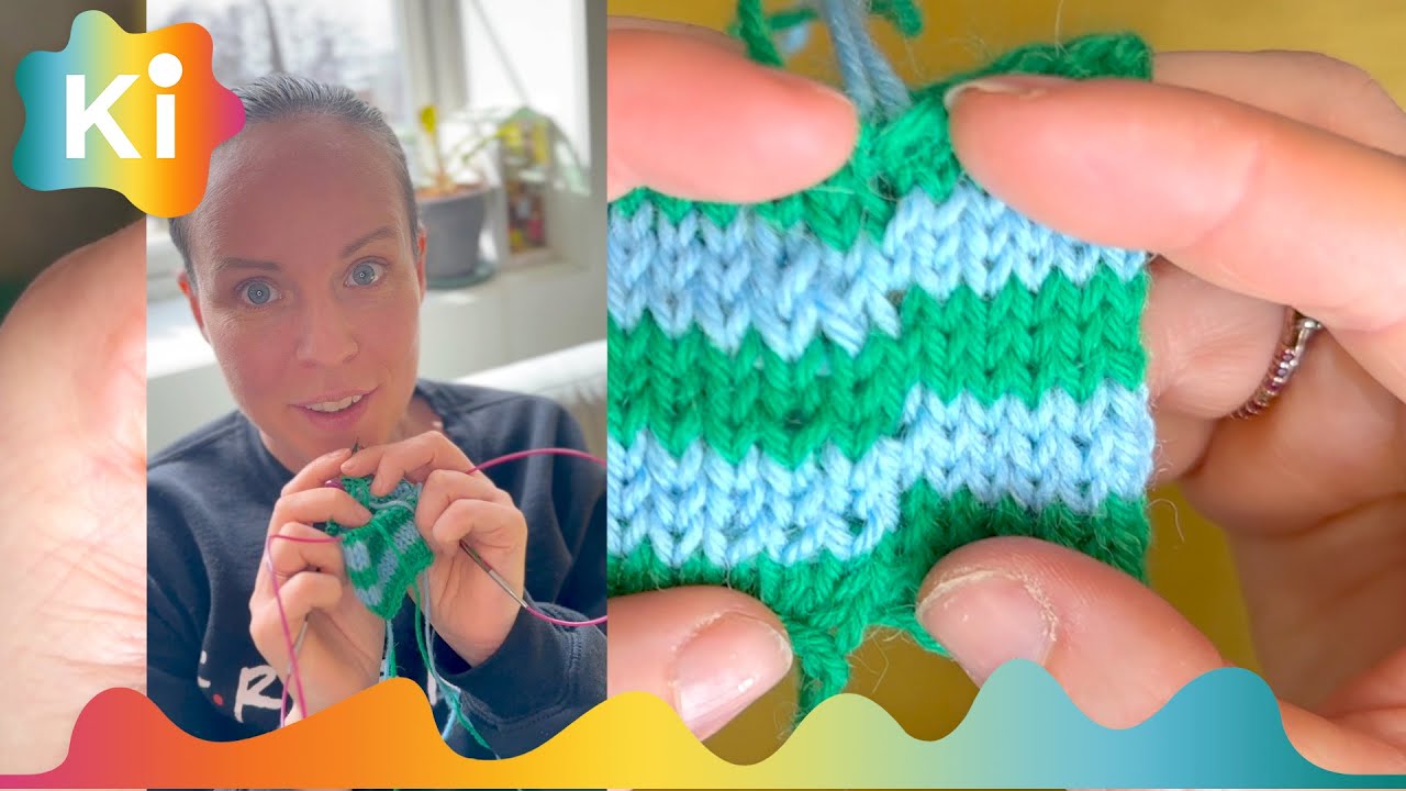 Hvordan strikke striper med usynlig overgang på rundpinne - YouTube