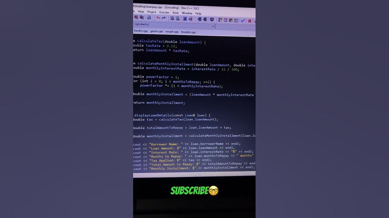 Loan Repay In C Ide Dev C Cppprogramming Codingtime Codinglife
