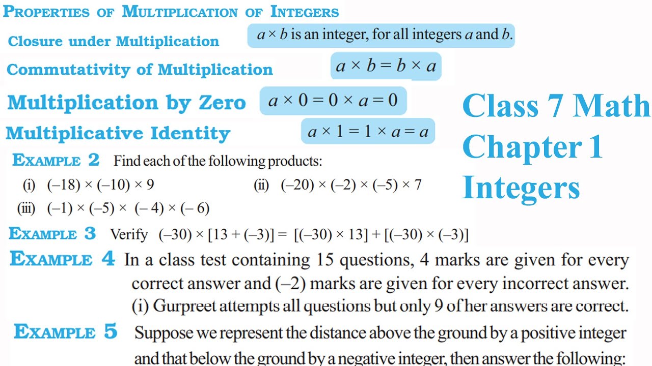 Introduction Exercise 1.2 | Chapter 1 Integers Class 7 Maths NCERT RBSE ...
