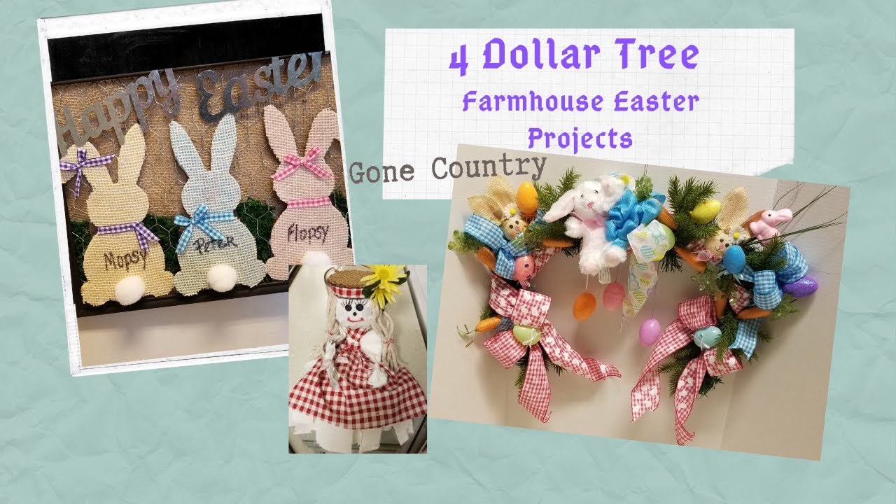 4 Dollar Tree DIY Easter Spring Farmhouse Decor Projects Gone Country ...