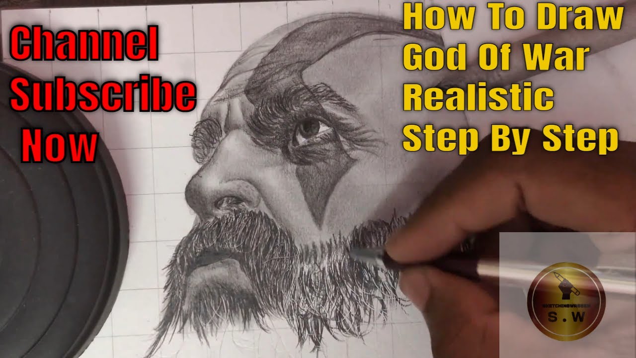 how to draw god of war Realistic portrait || SketchingWaseem - YouTube