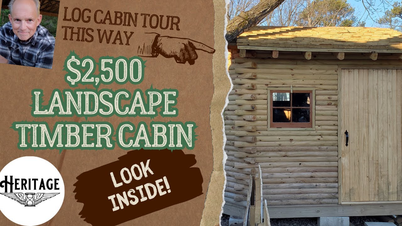 Log Cabin Tour with Build Info: My $2,500 Landscape Timber Cabin - YouTube