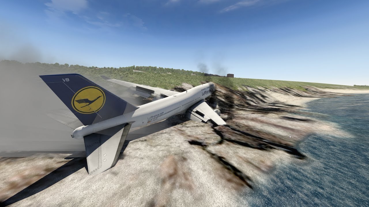 747 SKIDS Off RUNWAY And Falls Into The Ocean - YouTube