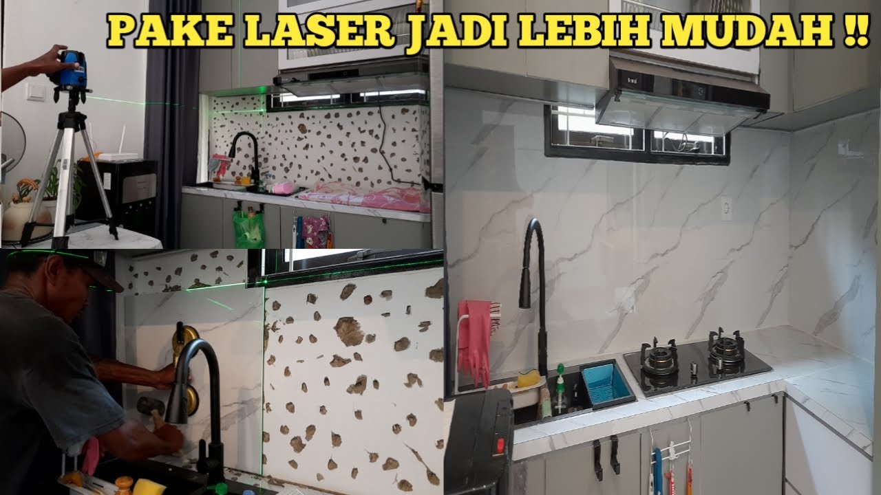 CARA PASANG GRANIT DINDING MEJA DAPUR 60x60 SUPER MEWAH !! - YouTube