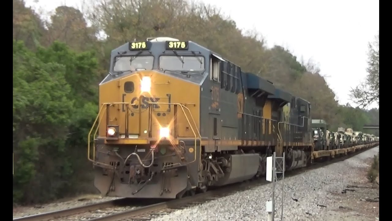 CSX S279 Loaded Military Train in Augusta, GA 1/6/24 - YouTube