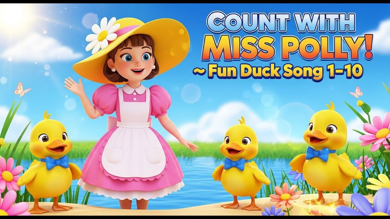 Counting Little Ducks Song | Miss Polly Fun Duck Counting Song 1 to 10 ...