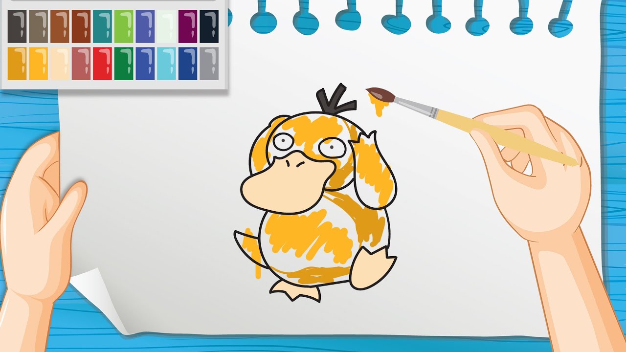 Menggambar dan mewarnai pokemon Psyduck - YouTube