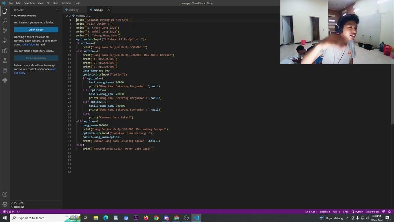 Pemprograman Python sederhana mesin ATM. - YouTube