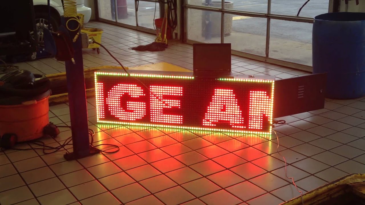 Oil Change Shop Outside Tri Color LED Sign P20 by BargainLEDSigns - YouTube