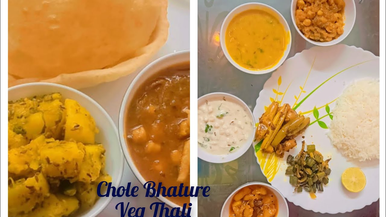 Chole Bhature Recipe and Veg Thali Recipe Flavours of Sima | छोले भटूरे ...