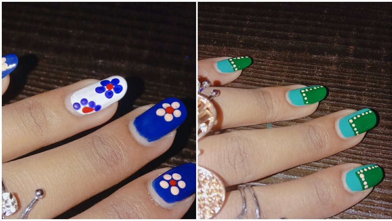 simple & easy nail art|| cute nail art at home / how to do nail art at ...