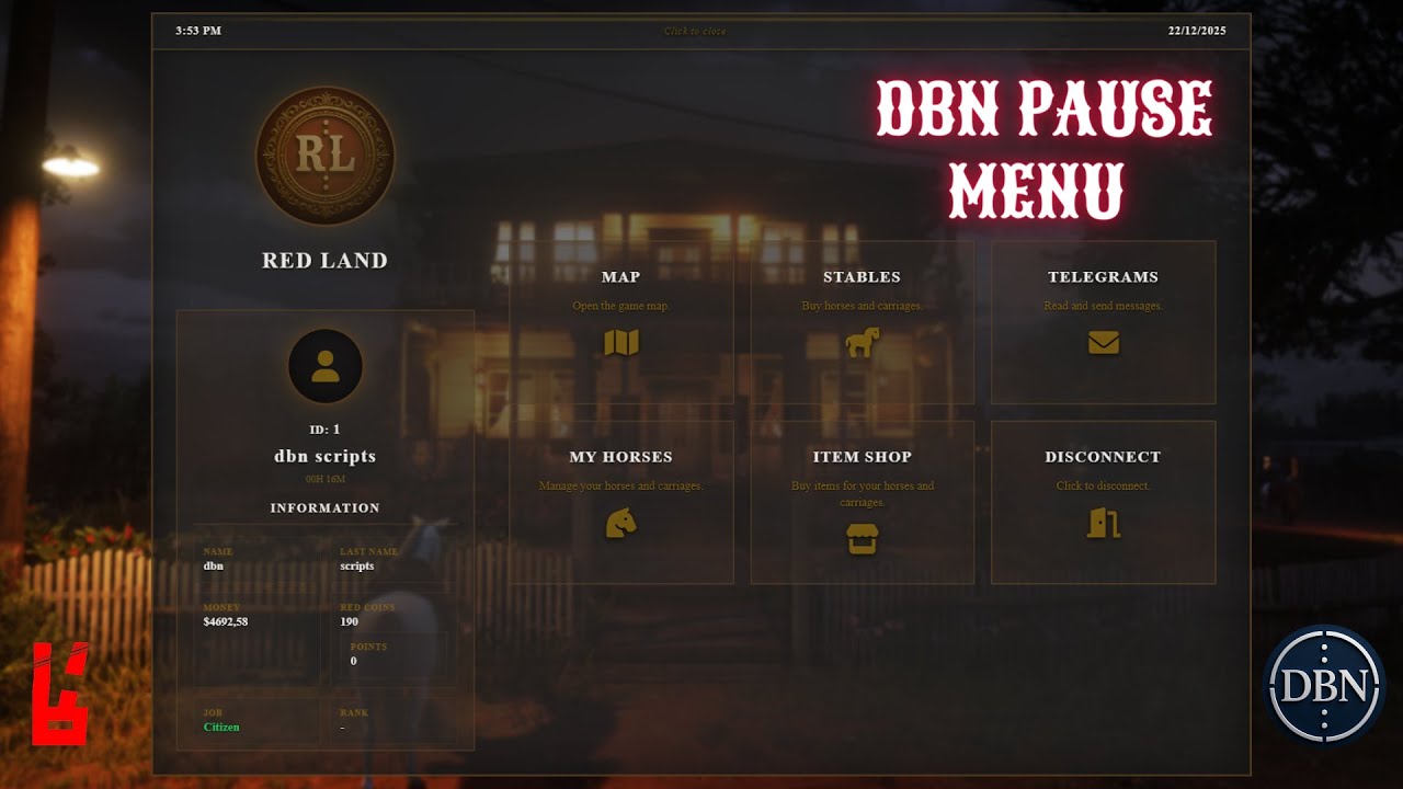(RedM script) PAUSE MENU [VORP/ RSG/QBR] Best RedM Pause Menu Script ...