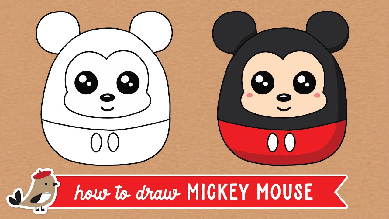 How To Draw Mickey Mouse Squishmallow | Easy Drawing For Kids - YouTube