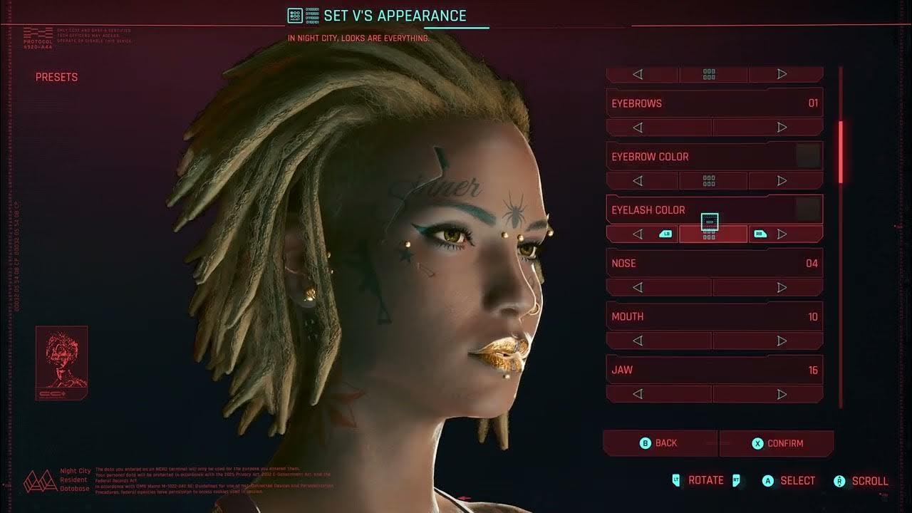 Cyberpunk 2077 - Female Character Sliders 1.6 - Xbox Series X - YouTube